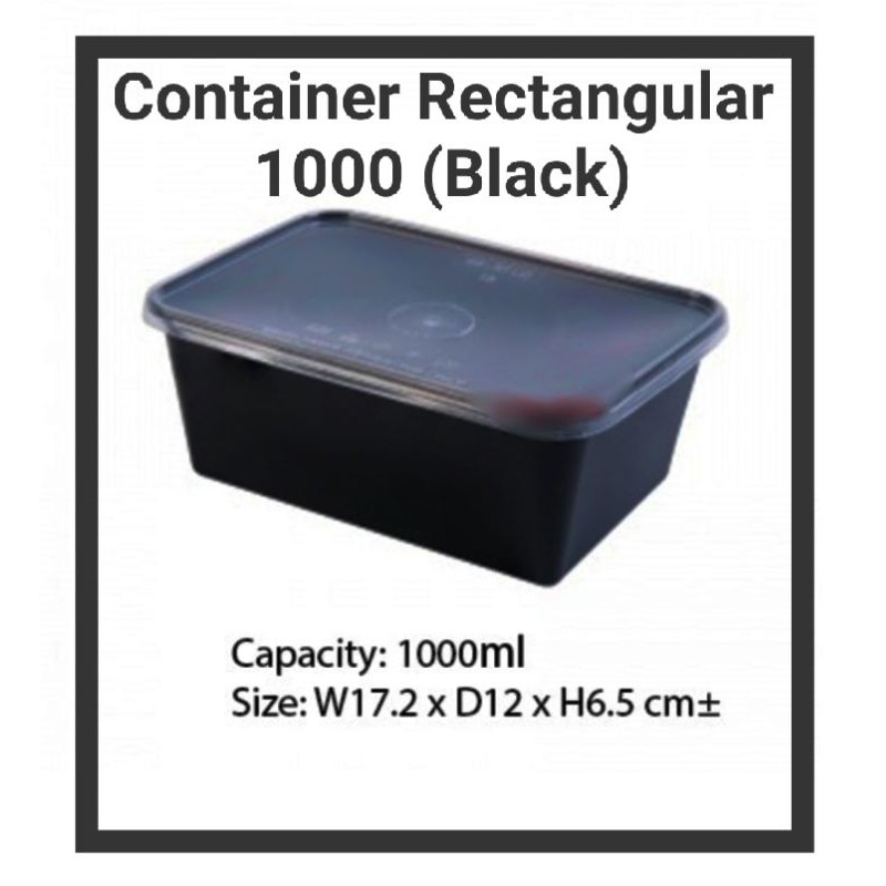 🔥50pcs🔥Container Rectangular 1000ml (Black/Hitam) Premium Quality Microwave Able | Shopee Malaysia