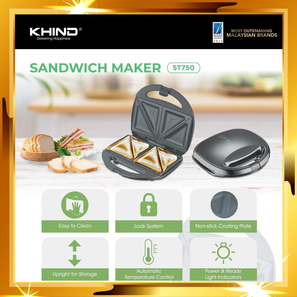 Khind SANDWICH TOASTER ST750 / Pembakar Roti | Shopee Malaysia
