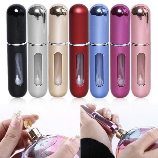 (Fast Ship) Mini Perfume Bottle Container 5ml Aluminum Refillable Spray ...