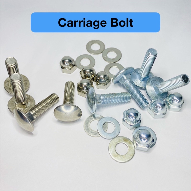 M8 Carriage Bolt/ Bolt Skru Pagar/ Cap Nut (Dome Head)/ Flat Washer ...
