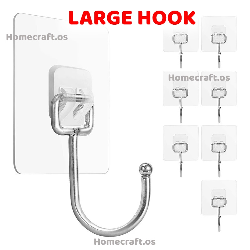 Ready Stock Stronger Large Hooks Adhesive Wall Hooks Upgraded Stainless ...