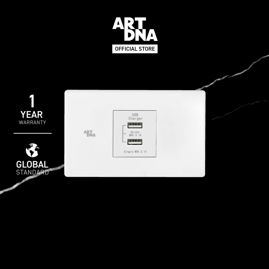 ART DNA Model C3 Double USB Socket Size M White design switch Modern ...