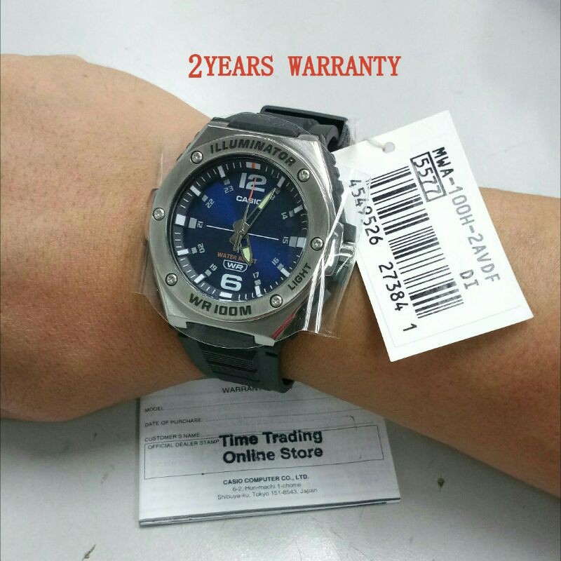 Casio MWA-100H-2AV [2YEARS WARRANTY] Led Lights Men Watches Youth Analogue Sports Watch MWA-100H ...