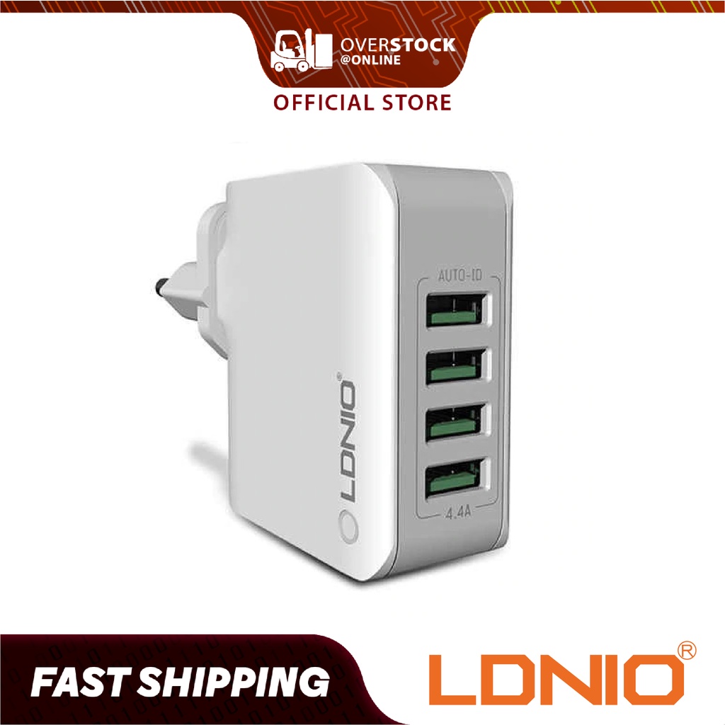 [Genuine] LDNIO A4403 (4.4A) Fast Charger USB Cable Charger with 4 USB ...