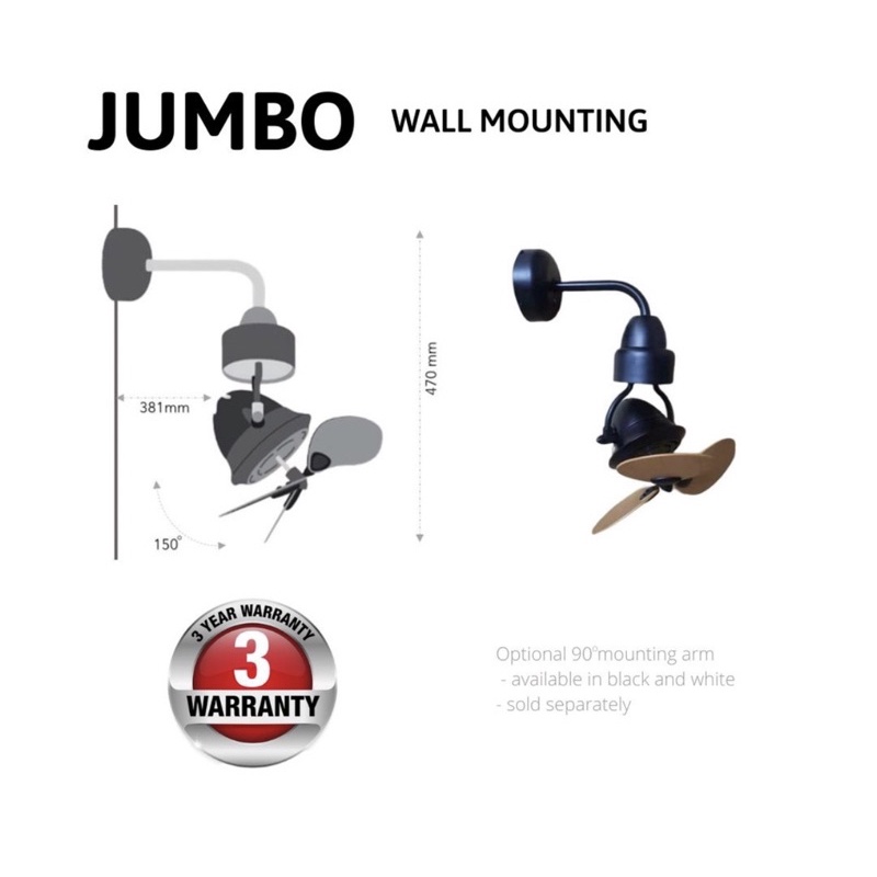 NSB Jumbo ceiling fan / wall fan 15”mini fan adjustable morden fan wall ...