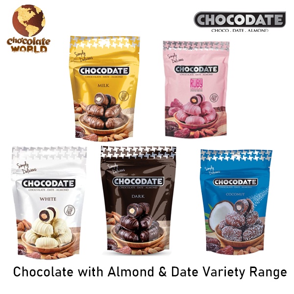 Chocodate Chocolate Date & Almond Variety Range 100g-250g (Made in UAE ...