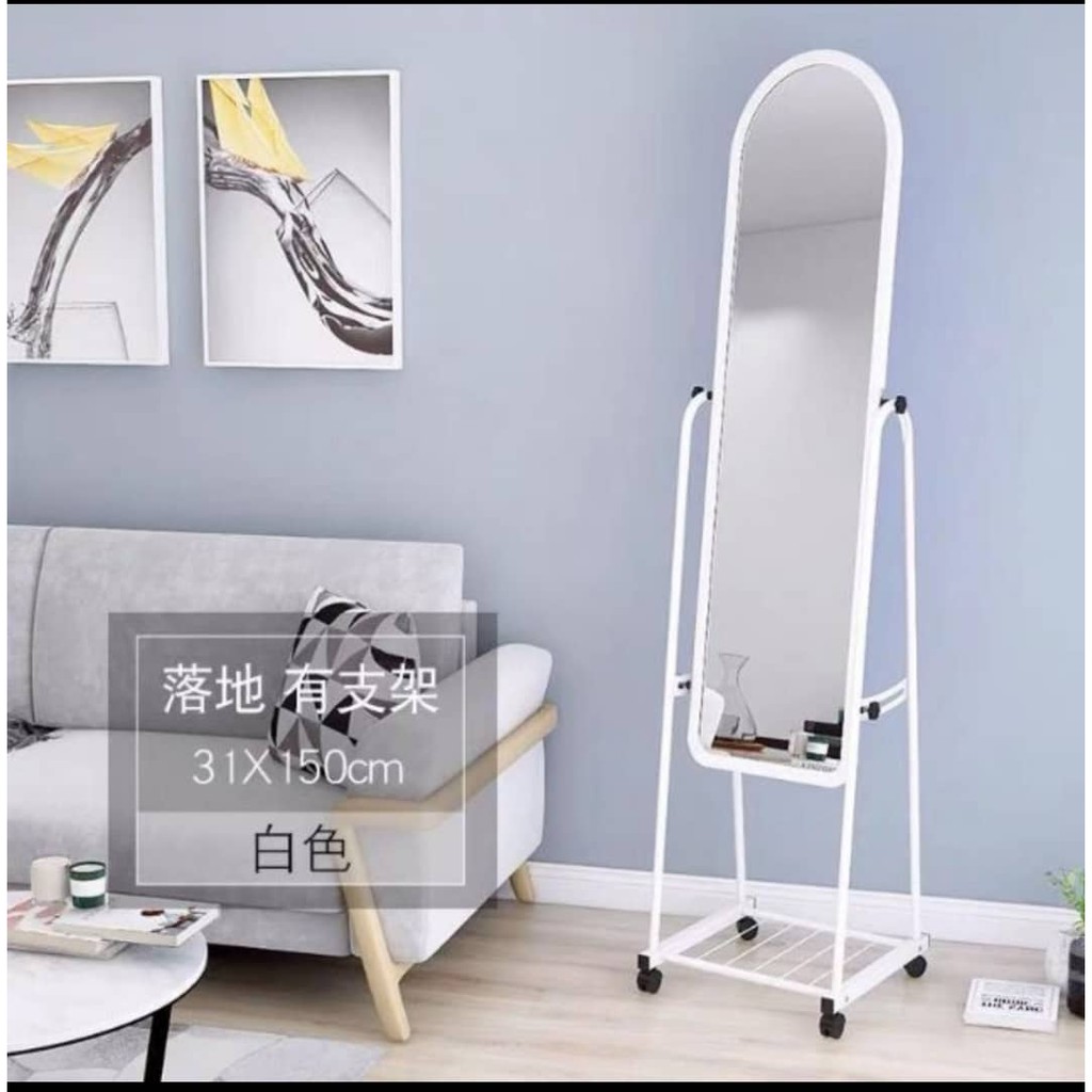 🔥READY STOCK⚡STANDING MIRROR WITH WHEEL MIRROR STAND CERMIN BERDIRI ...