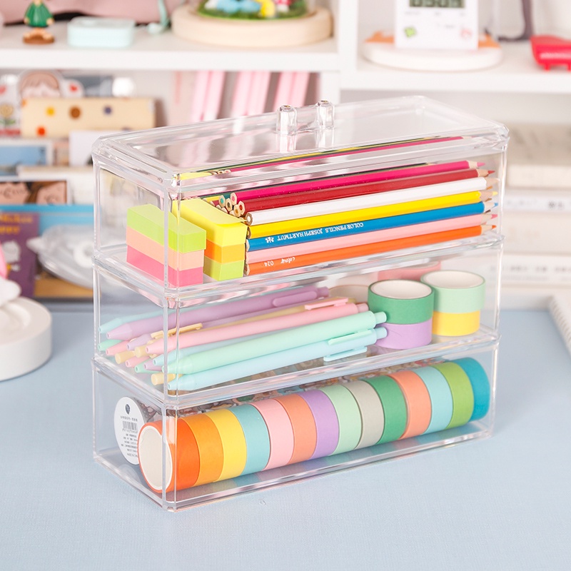 Stationary Organizer Storage Box Divider Home Office Desk Multi Layer ...