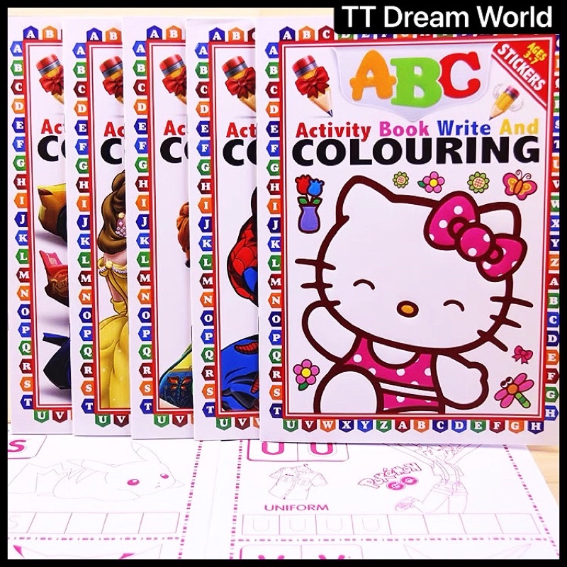 Children’s Cartoon ABC Activity Book Sticker Book Colouring Book Kids ...