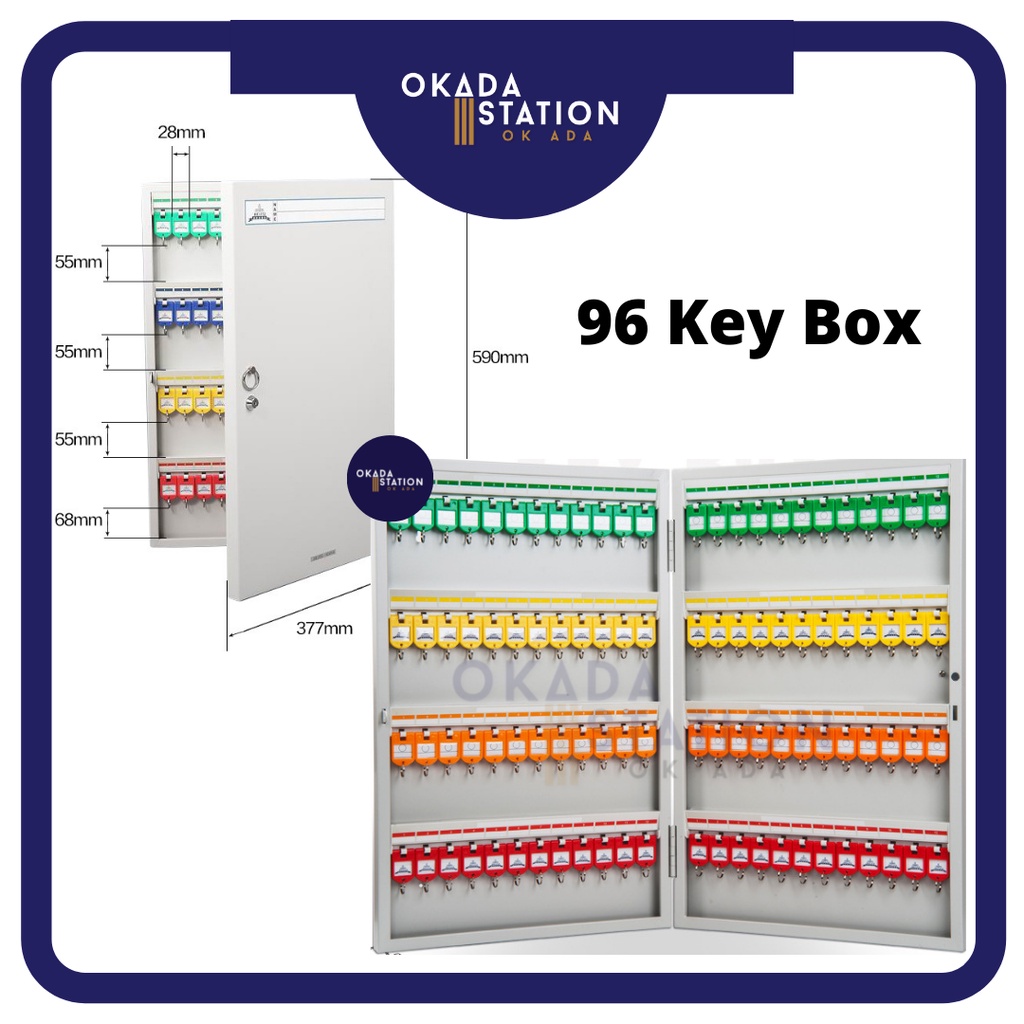 OKADA Metal Key Box Cabinet / Kotak Kunci Besi / Key House / Peti Kunci ...