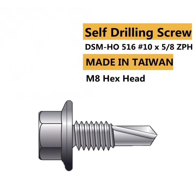 TF Self Drilling Screw DS516HO DSM516HO 10# x 5/8” Screw Bumbung Trust ...