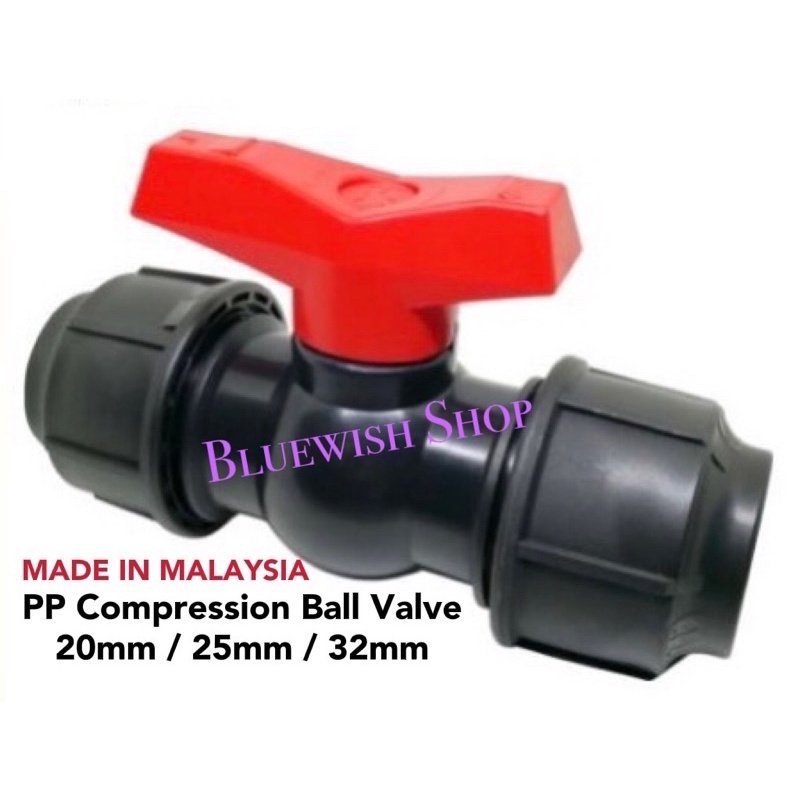 20mm / 25mm / 32mm POLY PP COMPRESSION BALL VALVE / STOPCOCK / STOP TAP ...