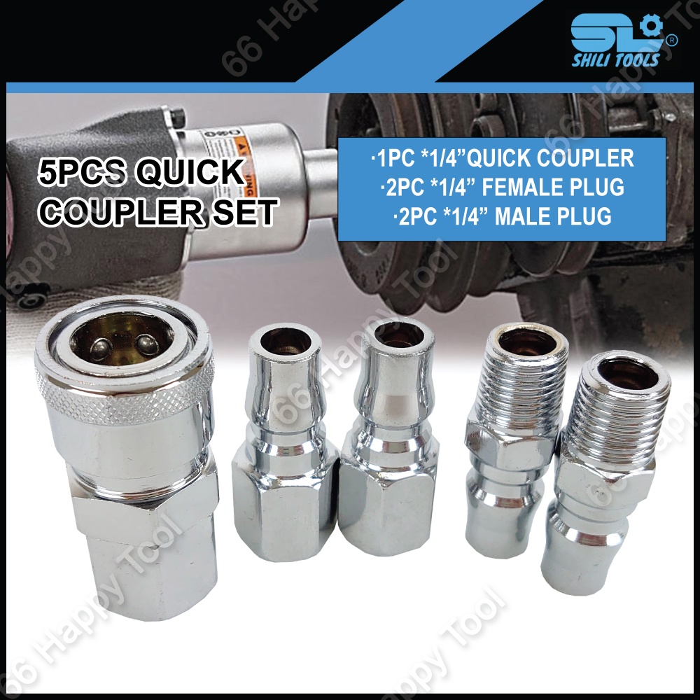 5pcs Quick Coupler Set 1/4" Shili Tools Durable Air Compressor Quick ...