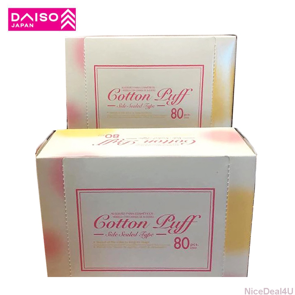 DAISO Japan White Cotton Puff Side Sealed 160pcs Facial Pads Makeup ...