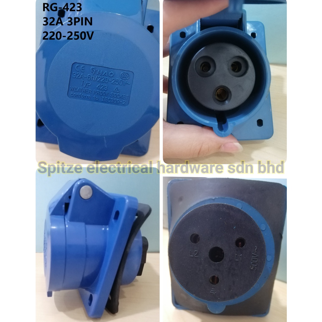 PANEL MOUNT SOCKET / 公母对插5孔工业插座连接器 IP44 3/4 PIN CEE INDUSTRIAL TERMINAL ...