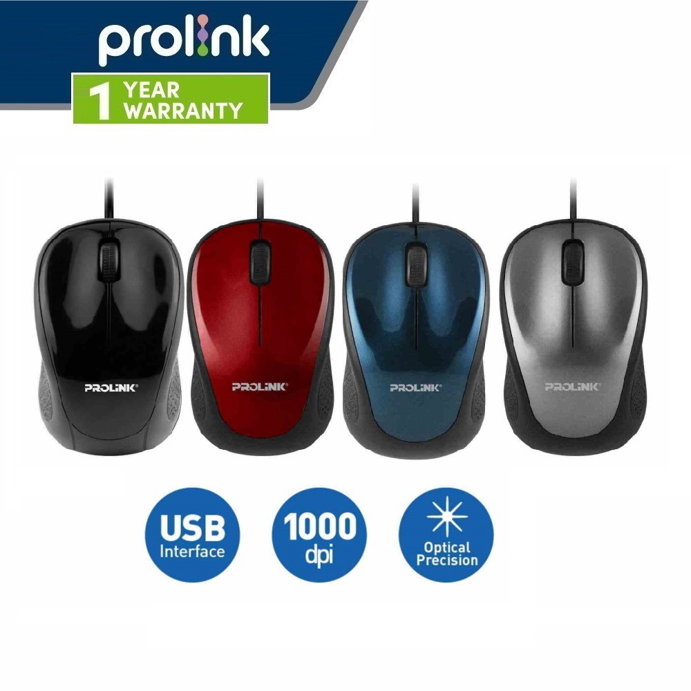 Prolink USB Optical Mouse 1000dpi Stylish/High Precision Fast Scrolling ...