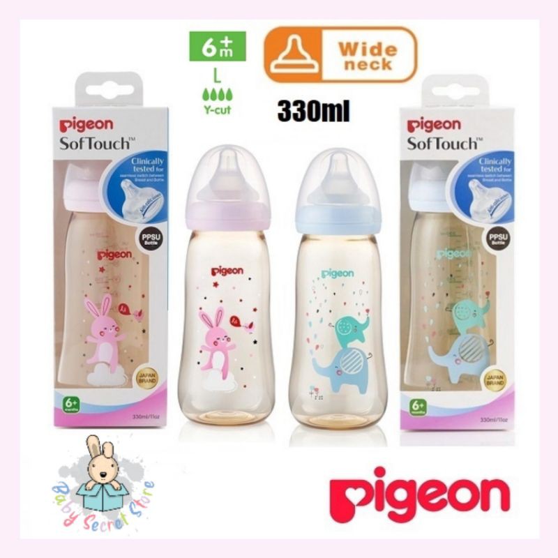 PIGEON - Wide Neck PPSU Nursing Bottle with Peristaltic PLUS Nipple 330ml | Shopee Malaysia