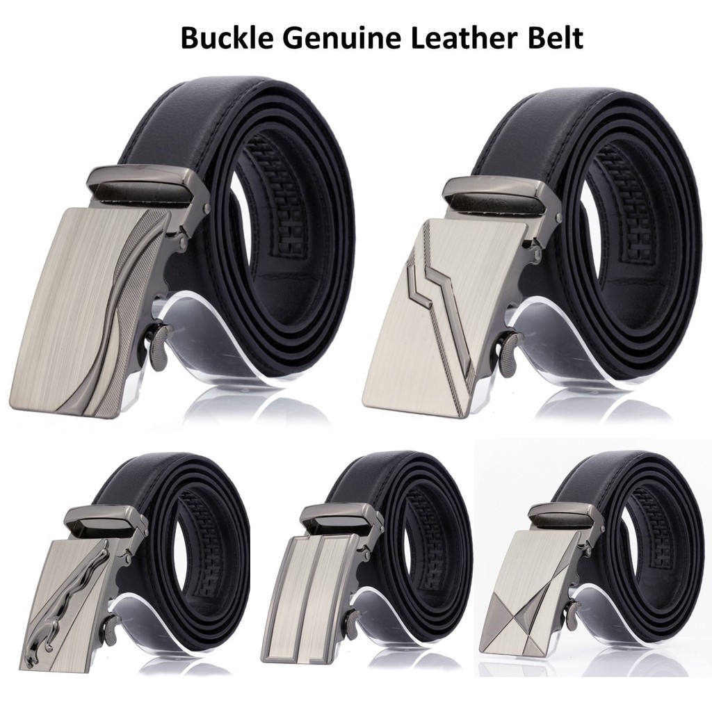 New Design Fashion Silver Buckle Genuine Halal Leather Belt | Shopee ...