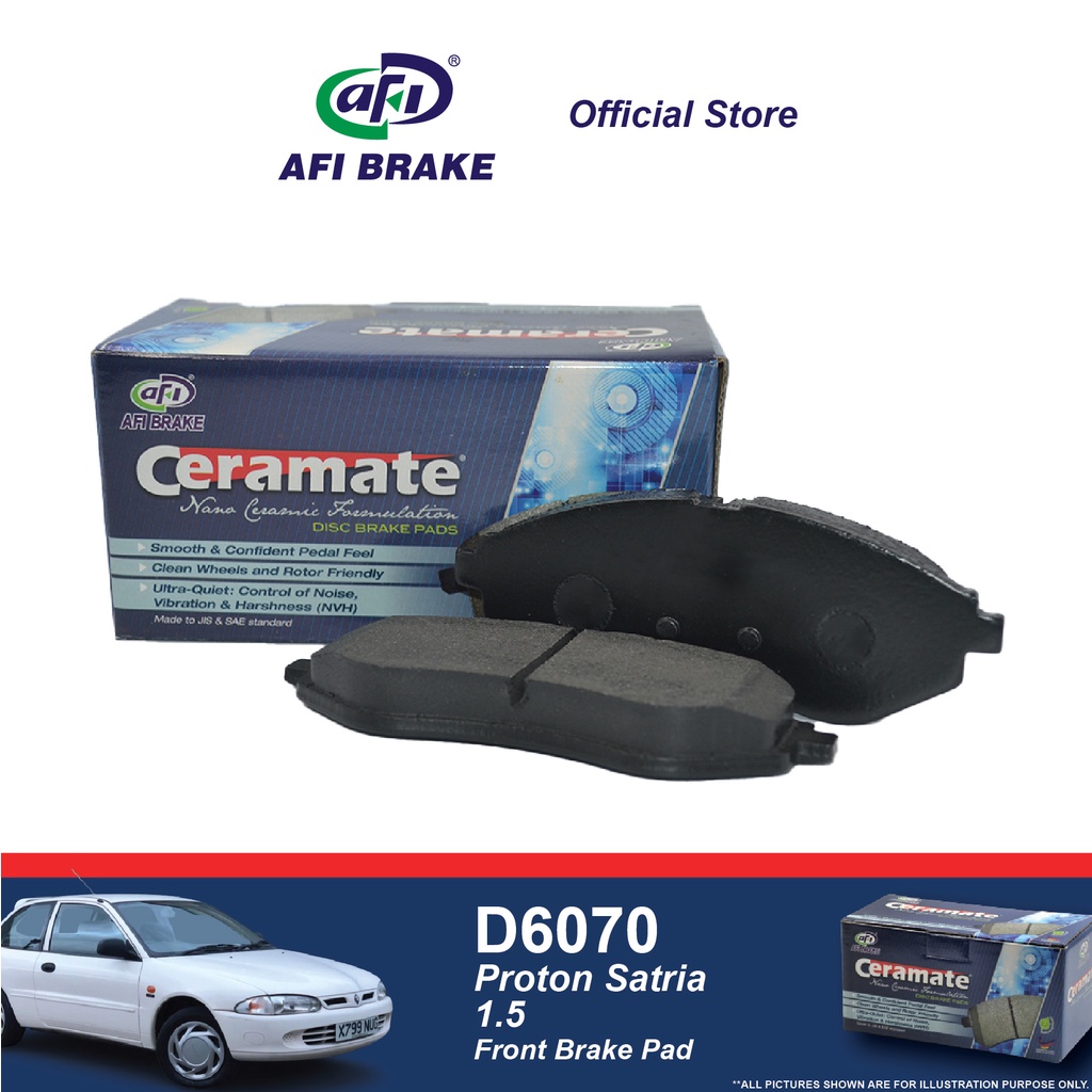 Ceramate Front Brake Pad - Proton Satria 1.5 - D6070 (1set) | Shopee ...
