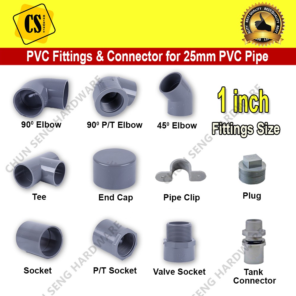 1 inch PVC Pipe Fitting Connector Elbow PT Elbow Tee Socket PT Socket ...