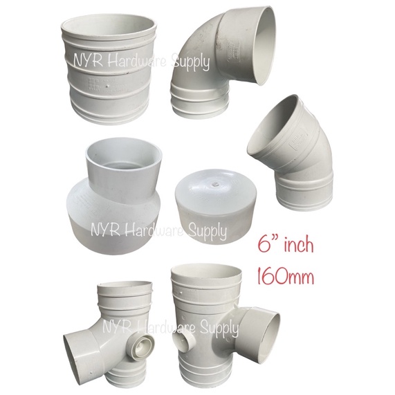 6” (160mm) Upvc Pipe Fitting White Elbow 90Degree Elbow 45Degree Socket ...