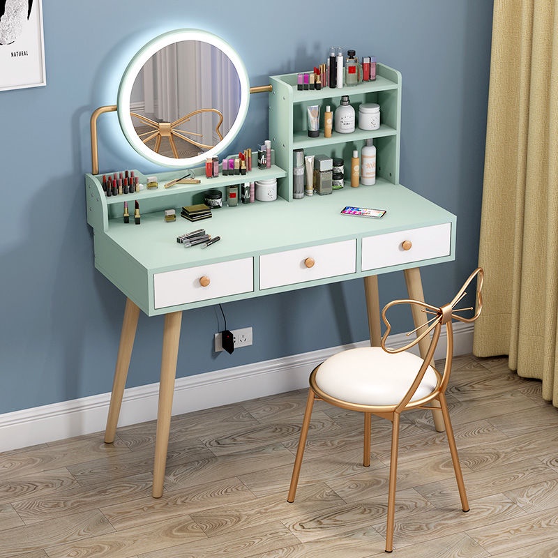 Net Red Dressing Table Mirror With Lamp Makeup Counter Small Apartment ...