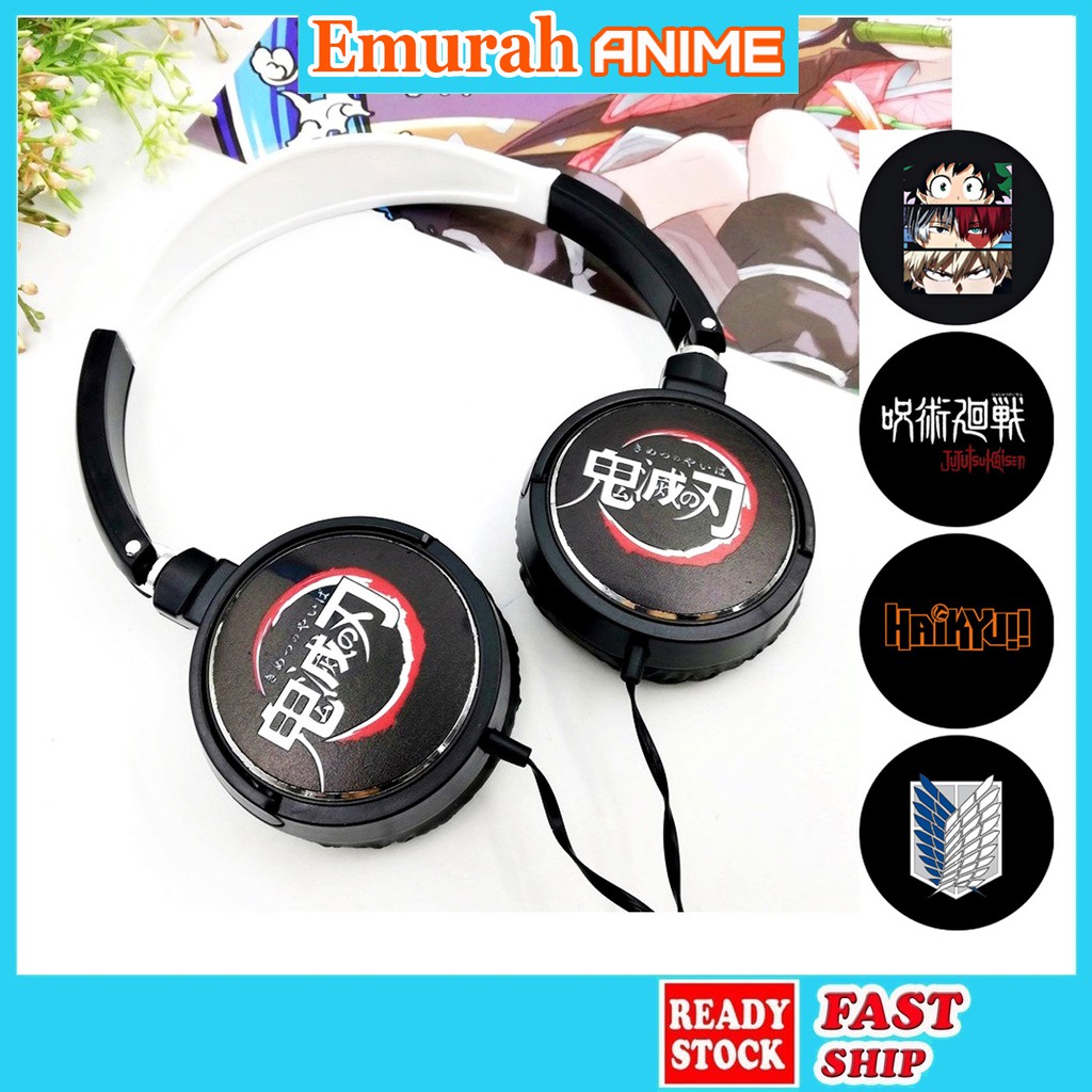 ANIME Headphone Headset (Quality) Demon Slayer My Hero Academia Haikyuu ...