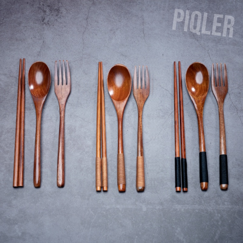 Wooden Cutlery Set Japanese Style Cutleries Dining Tools Tableware Wood ...