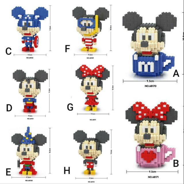 Mickey Mouse Toys Lego Micky Minnie Mouse Micro Diamond Building Blocks ...