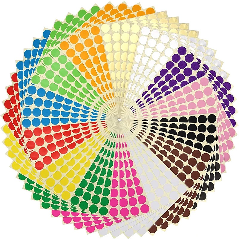 70Pcs/Sheet 10 Colors Color Sticker 19mm Coded Adhesive Label Dot ...