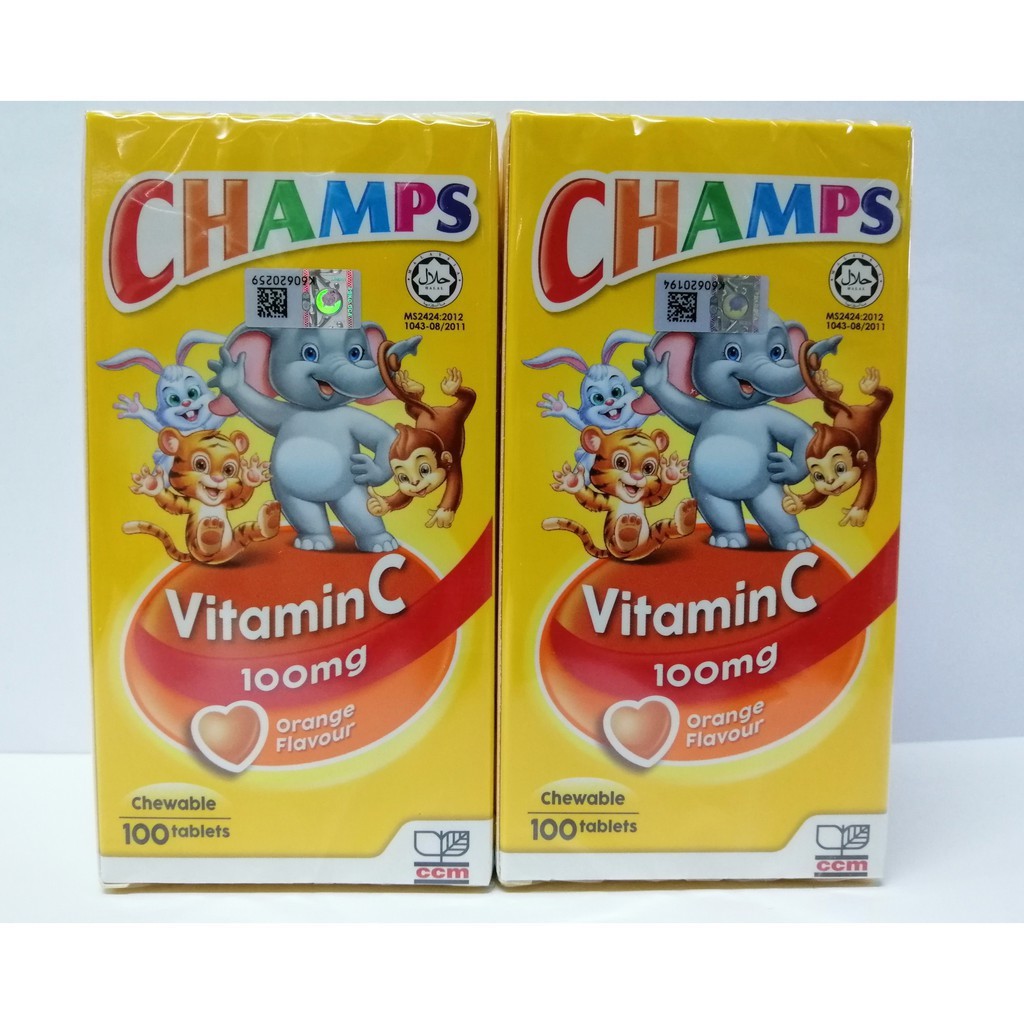 Champs Vitamin C 100mg Orange Chewable tablet 100'sx2 (EXP:8/2024 ...