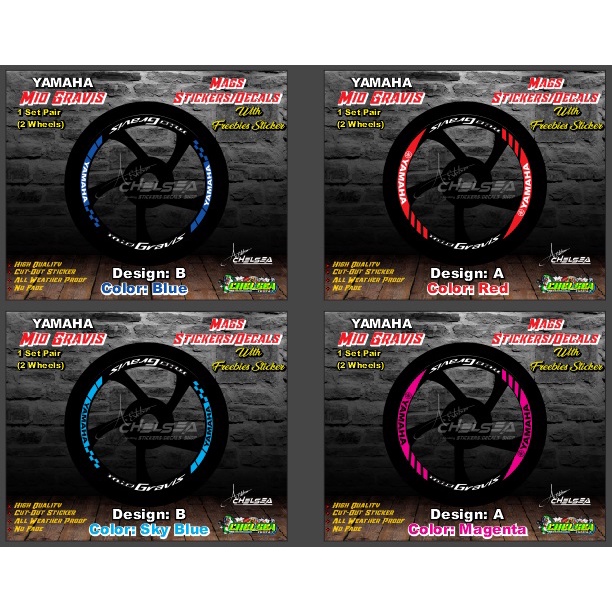Yamaha Mio Gravis MAGS/RIM Decals/Sticker with freebies | Shopee Malaysia
