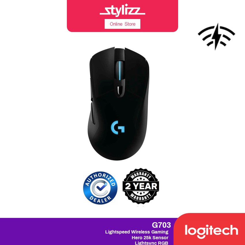 LOGITECH G703 LIGHTSPEED WIRELESS GAMING MOUSE WITH HERO 25K SENSOR - LIGHTSPEED WIRELESS ...