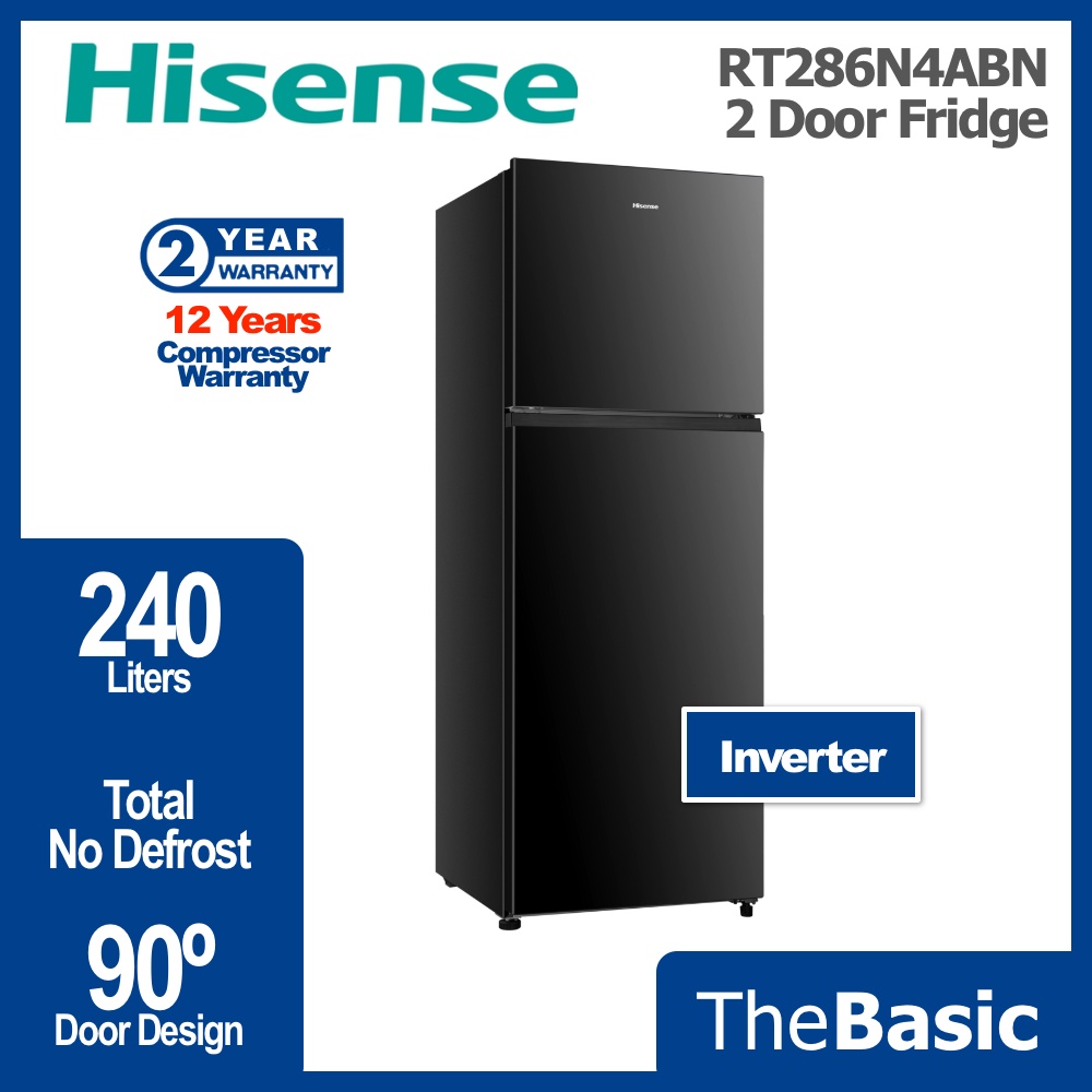 HISENSE 2 Door Inverter Fridge 240L Refrigerator Peti Sejuk (RT286N4ABN ...