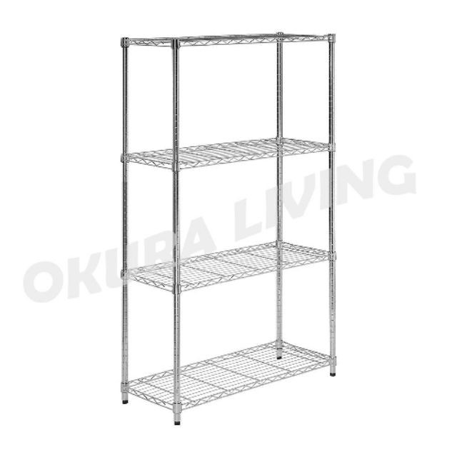 OKURA 4 Tier Multipurpose Chrome Rack Home Living Kitchen Office ...