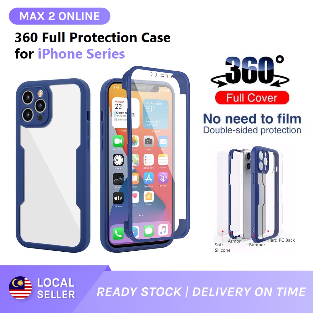 360 Full Double Sided Protection Shell Case Soft Front Protector + Back ...