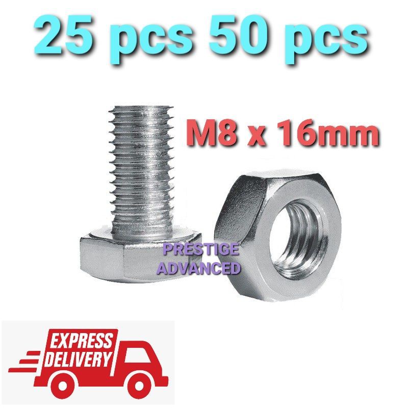 Skru Rak Besi Lubang (M8 x 16mm) / Screw Bolts and Nuts for Slotted ...