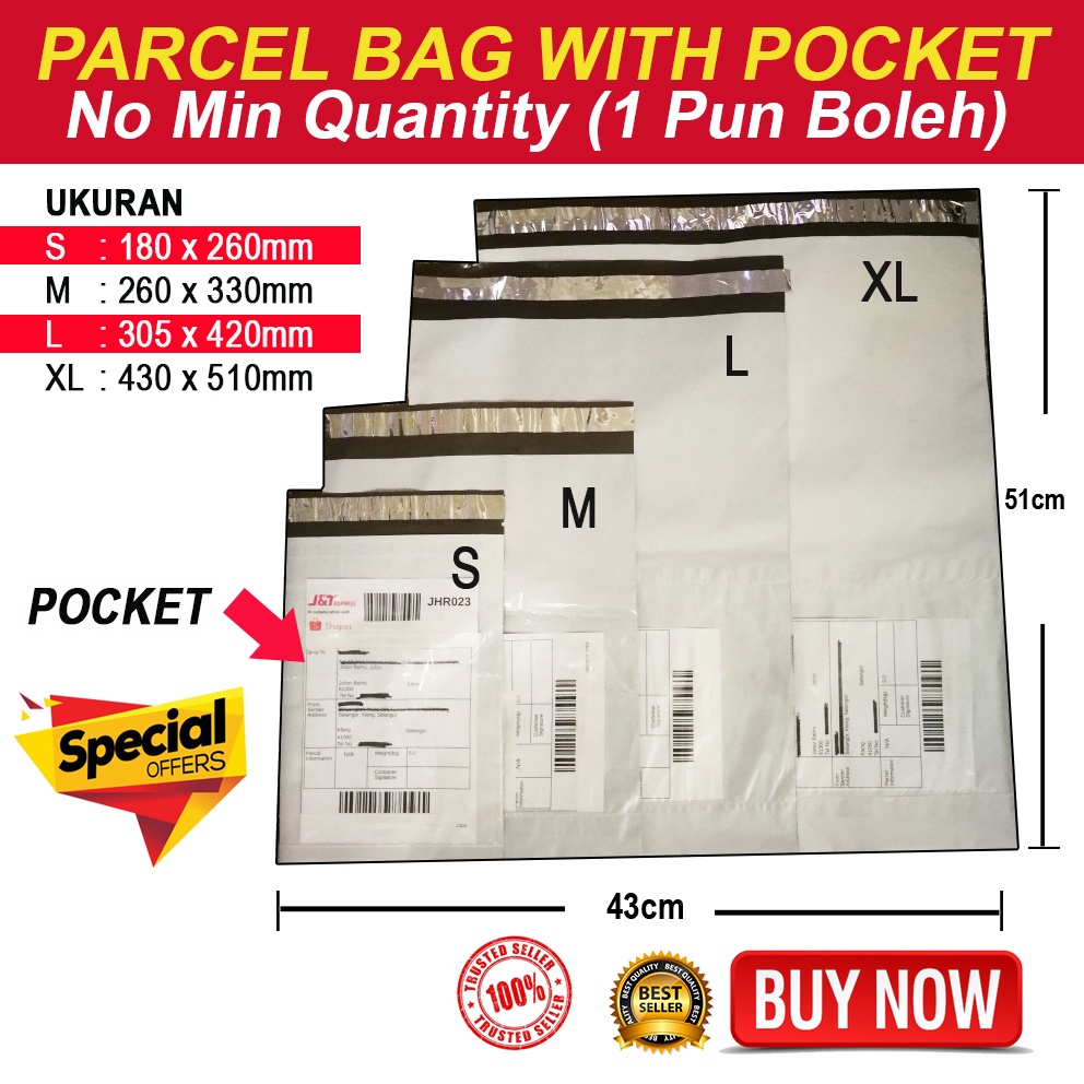 (1pcs) Courier Bag Pocket Flyers Courier Plastic Kurier Parcel Bag ...