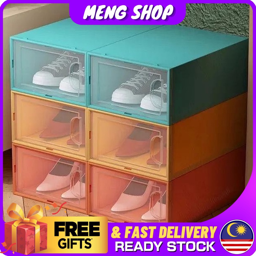 MengShop Shoe Box/Kotak Kasut /Stackable Shoes Rack/ Shoe Storage Box ...