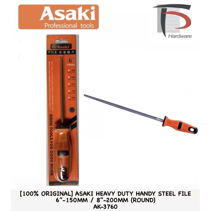 [100% ORIGINAL] ASAKI HEAVY DUTY HANDY STEEL FILE 6”-150MM / 8”-200MM ...