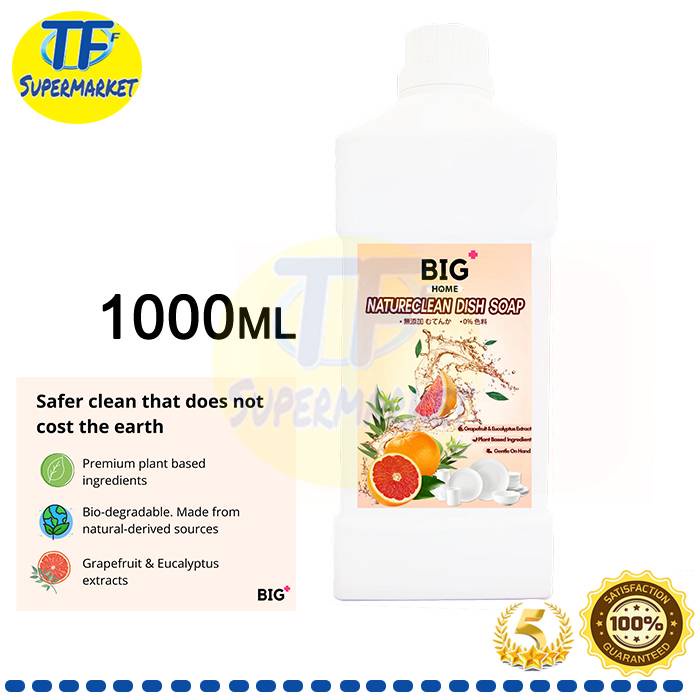 💖 TFF BIG+ Natureclean Dish Soap (1000ml) Premium Dishwashing Liquid Natural Ingredients ...