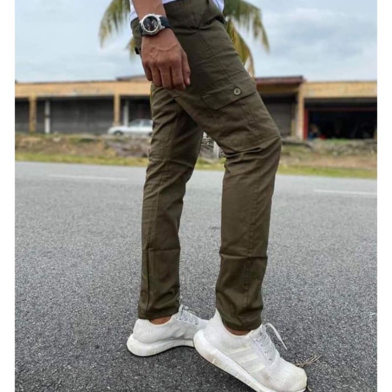 SELUAR KARGO SLACK 6POCKETS KAIN TEBAL CARGO PANT MULTI POCKET HIGH ...