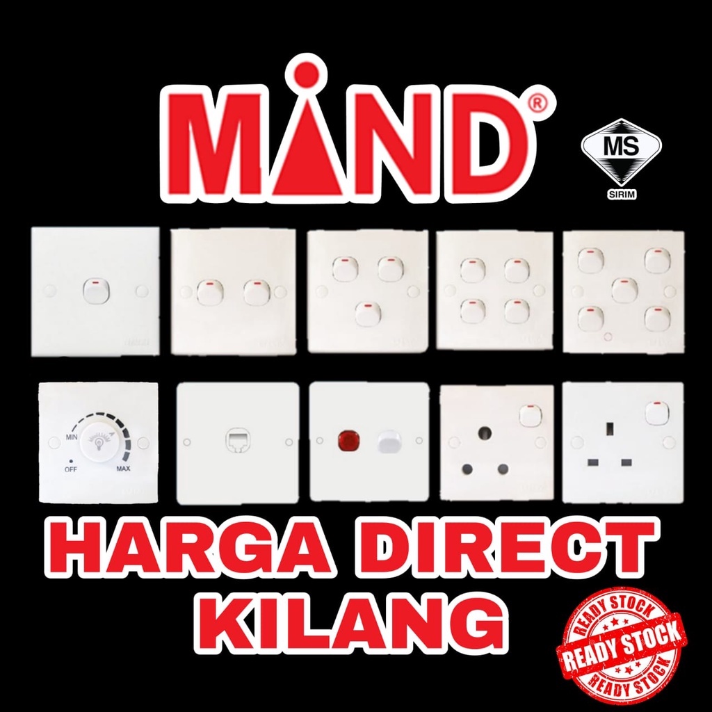 MIND 2K Series Switches Switch Socket Plug 13A 1 2 3 4 5 GANG 20A ...