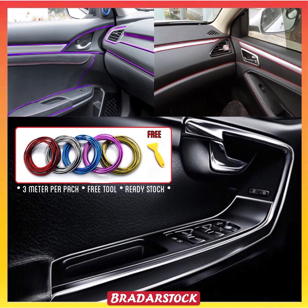 3Meters Color Lining Strip Car Interior Dashboard Aircond Door Panel ...