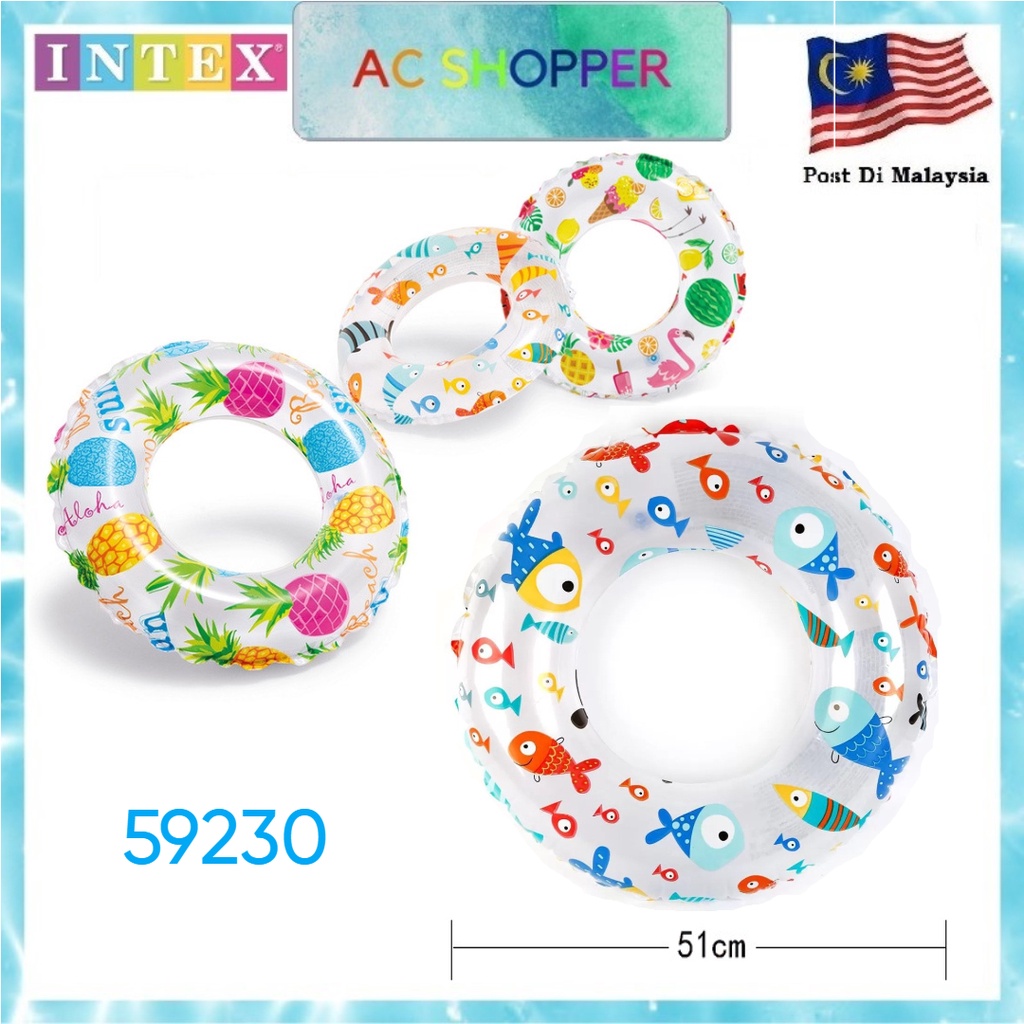 INTEX 59230 Inflatable Float Cartoon Transparent Swimming Pool Rings ...