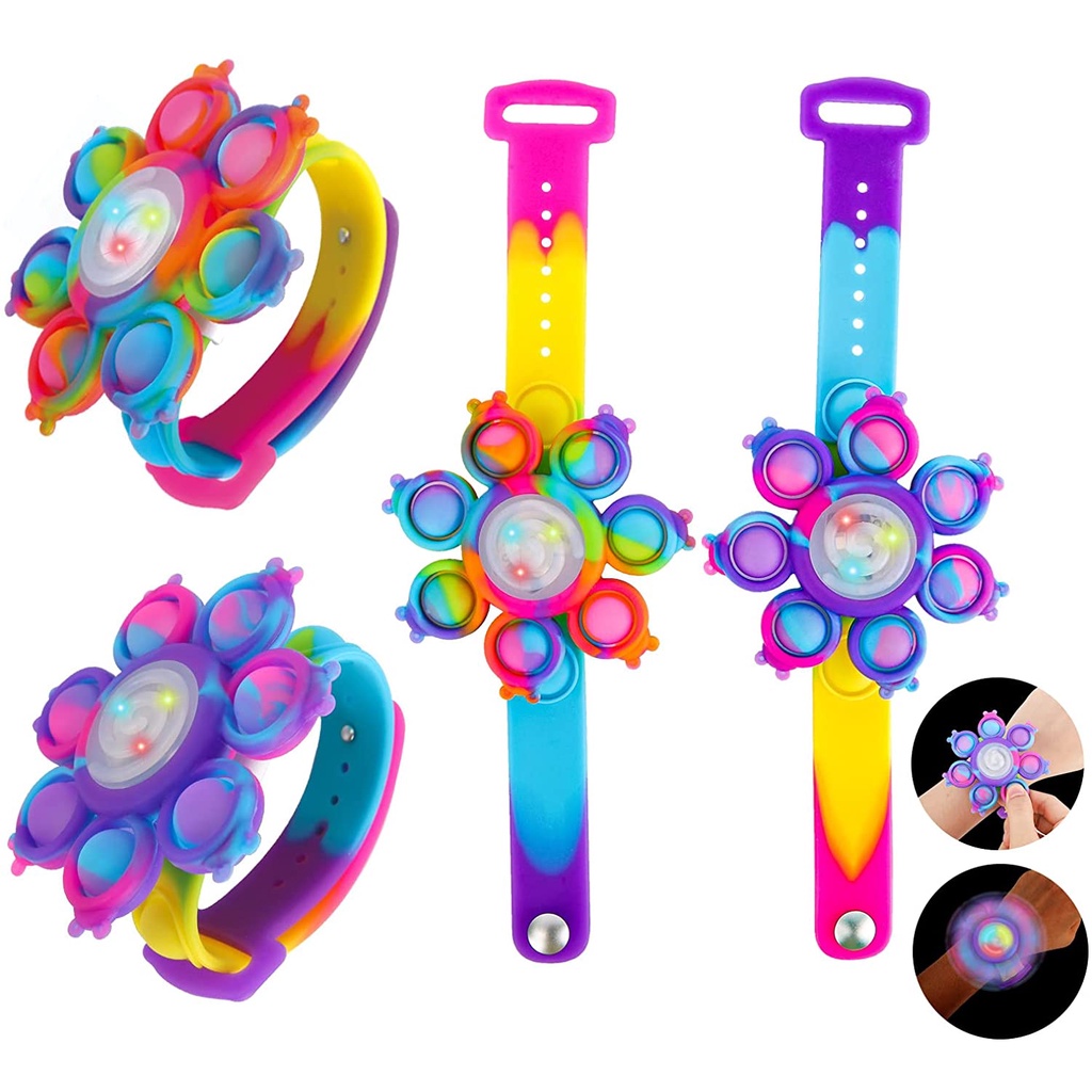 Pop It Fidget Toy Luminous Fidget Spinner Bracelet LED Pop Rubber ...