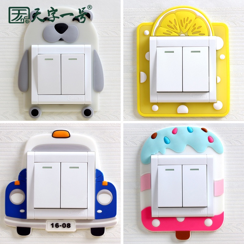 Creative Cartoon Switch Protection Cover Luminous Stickers Cute Cartoon ...
