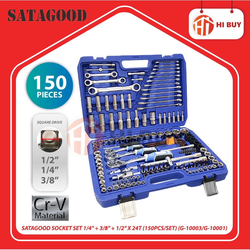 SATAGOOD/ SRUNV SOCKET SET 1/4" + 3/8" + 1/2" X 72T (150PCS/SET) (A1 ...