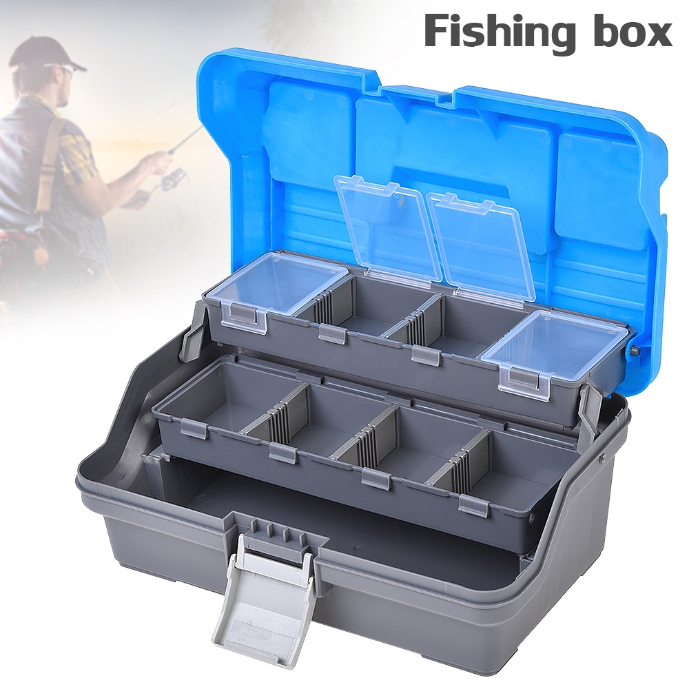 3 Layers 32cm X 19cm X 14.5cm Fishing Tackle Box Lures Hooks Safety ...