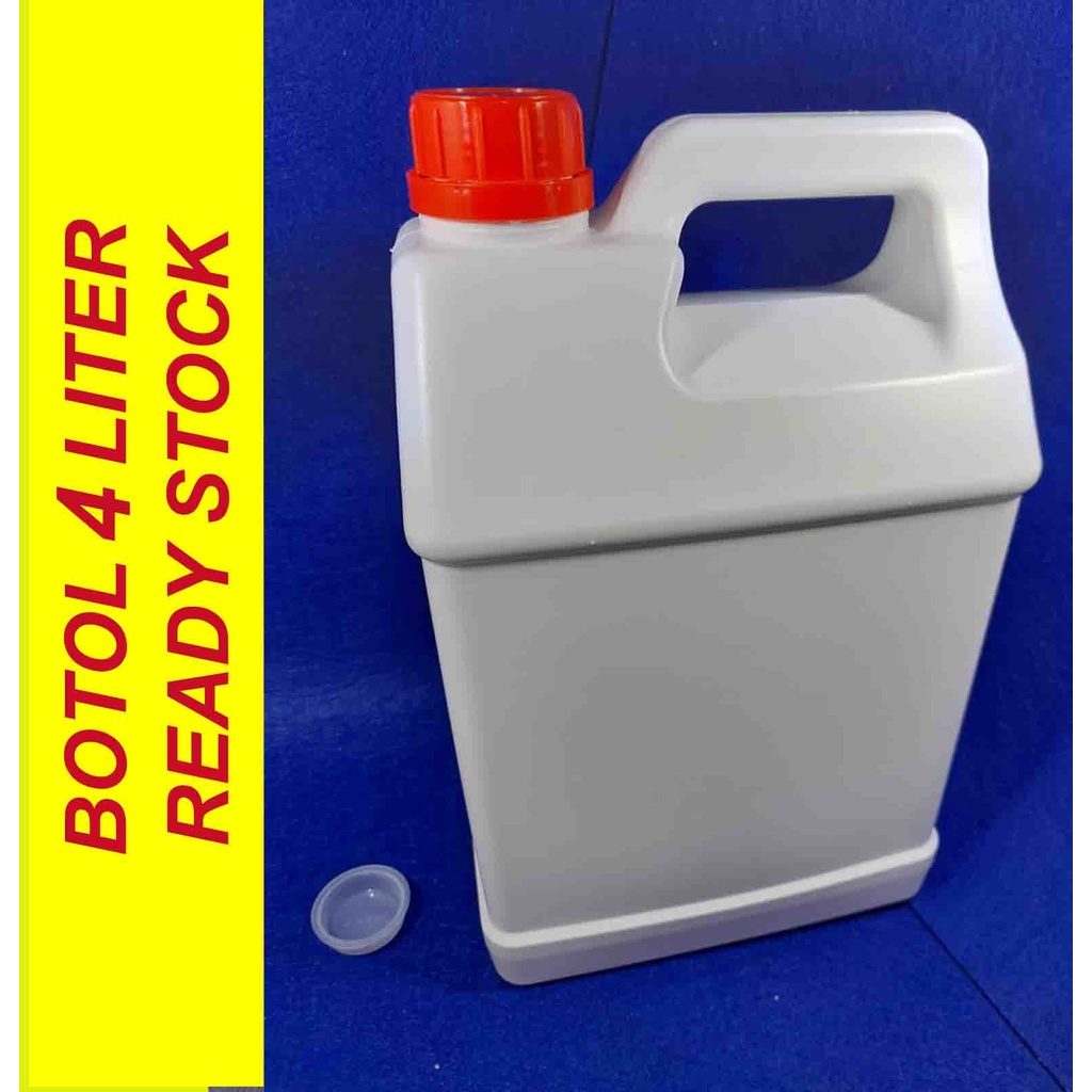 EMPTY bottle / JERRY CAN (4 liter) hdpe with RED cap and insert / botol kosong (1liter) dengan ...